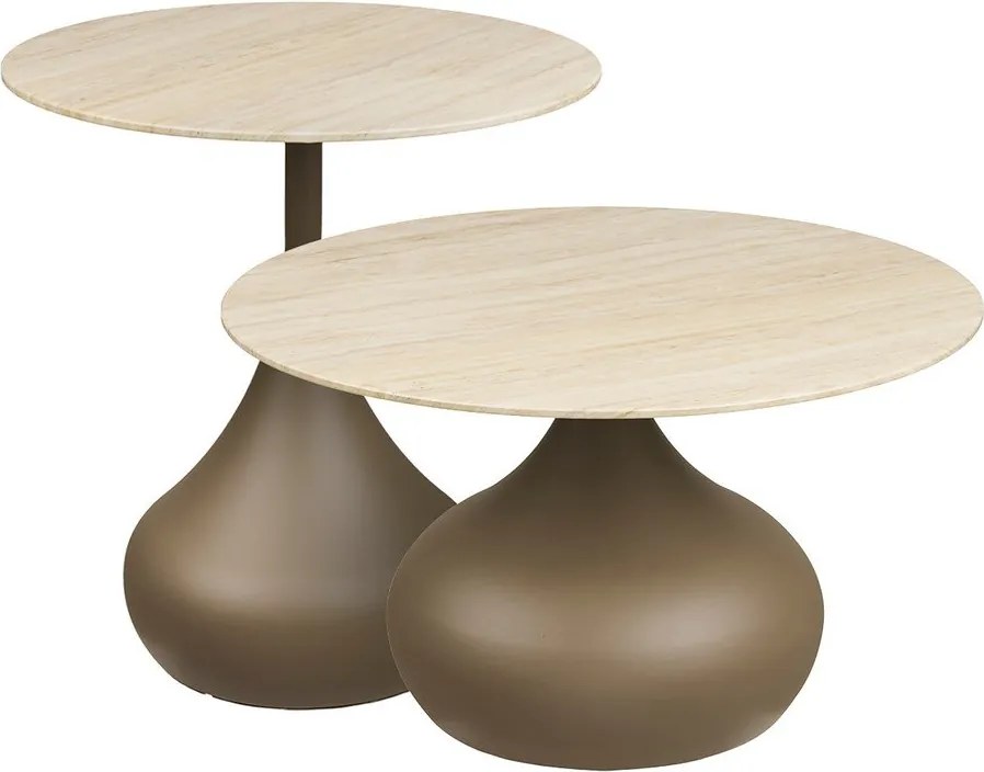 Khaki kulatý konferenční stolek se skleněnou deskou ø 70 cm Pienza – House Nordic