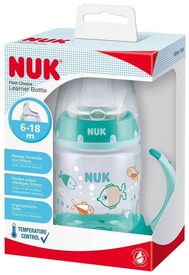 NUK FC Lahvička na učení s kontrolou teploty 150 ml zelená