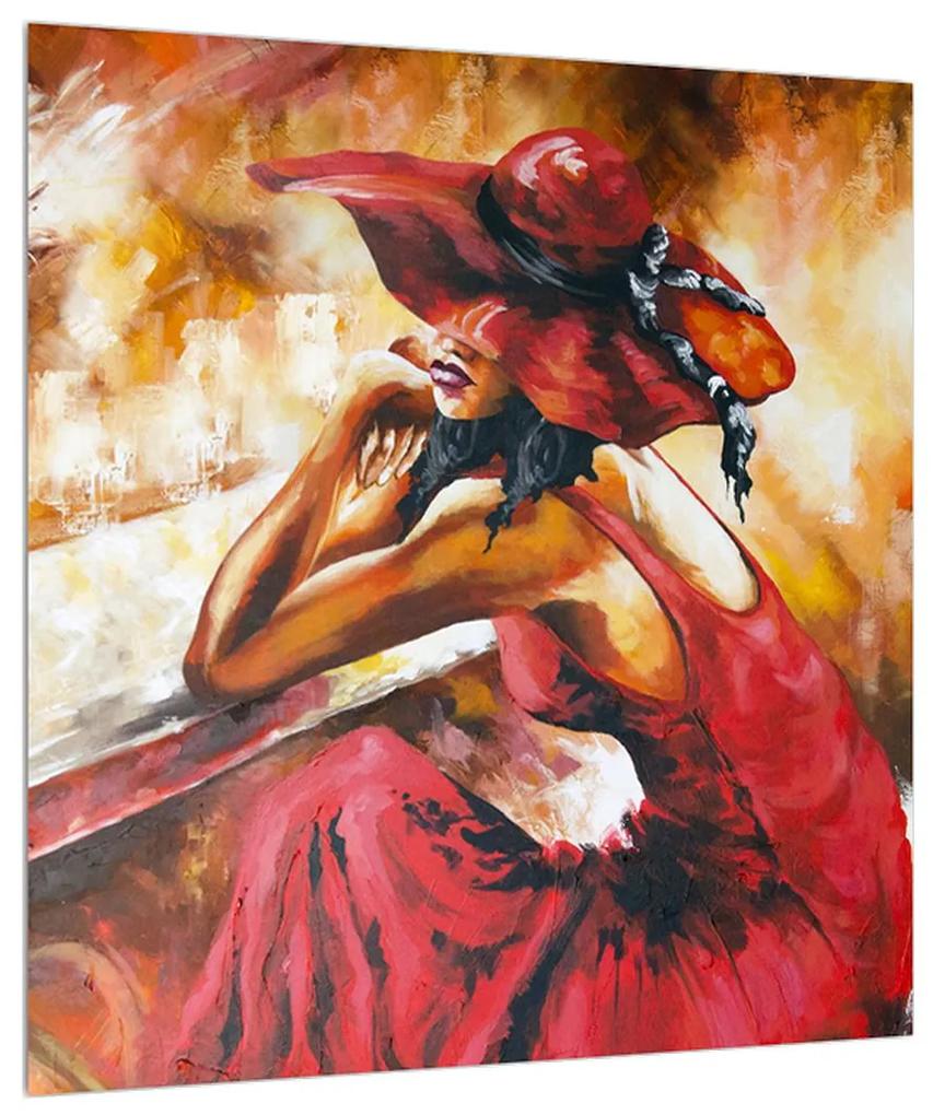 Obraz exotické ženy v klobouku (40x40 cm)