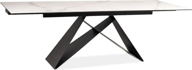 Jídelní rozkládací stůl Westin 180/260 cm keramika černý/bílý mramor