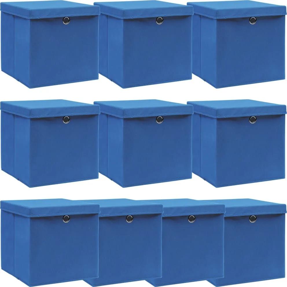 vidaXL Úložné boxy s víky 10 ks bledě modré 32 x 32 x 32 cm textil [288352] Barva: růžová bez vík