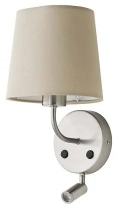 Redo Nástěnná LED lampa Piccadilly 1xE27 + LED 3W Barva: Saténový nikl, Barva stínidla: slonovinová