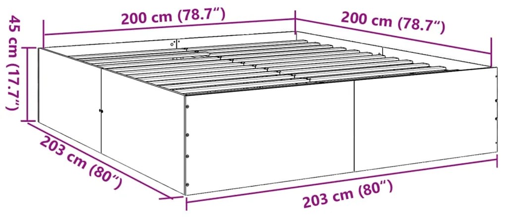 Rám postele kouřový dub 200 x 200 cm kompozitní dřevo