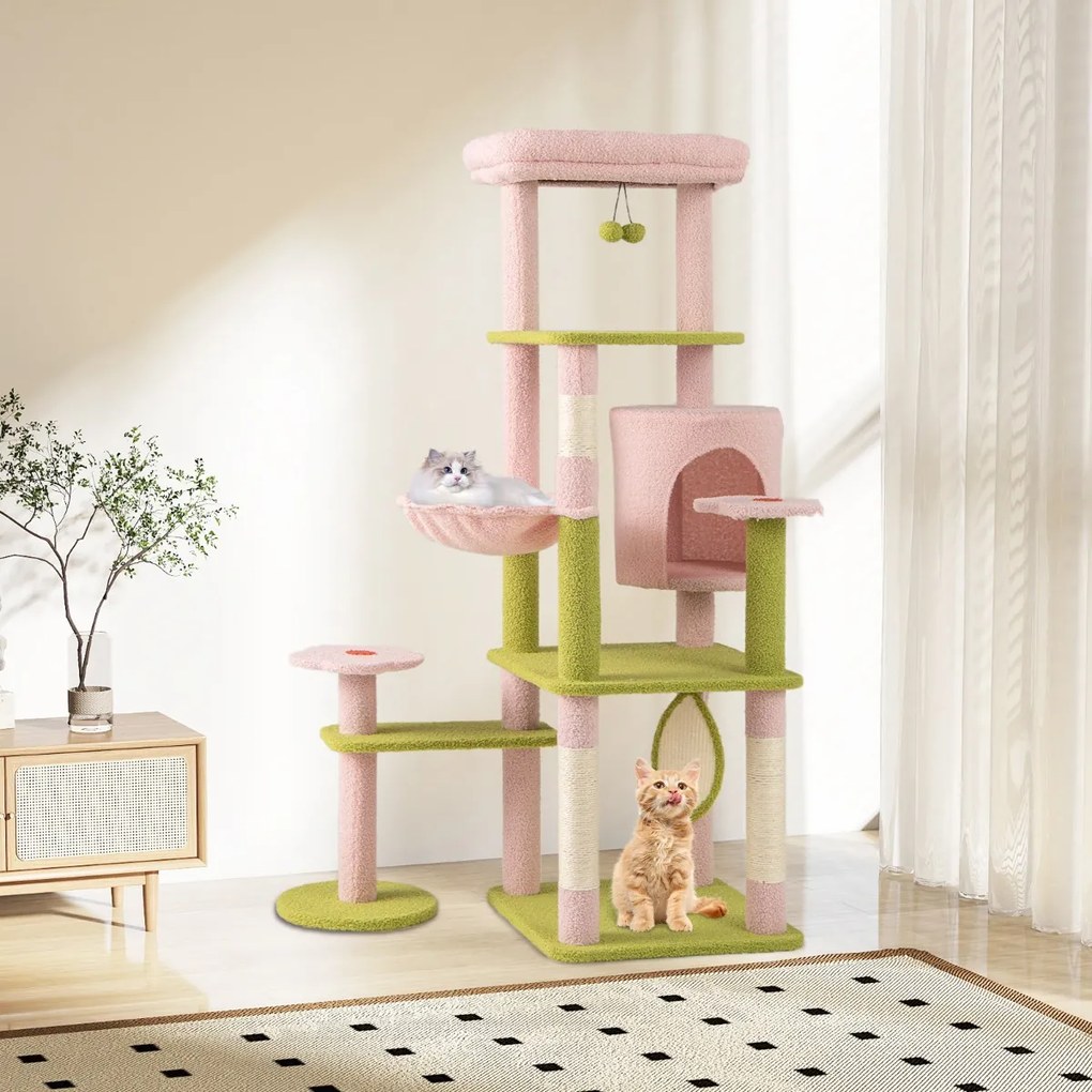 Costway Květinové škrabadlo a plyšová polstrovaná platforma a Cat House Cat Tree