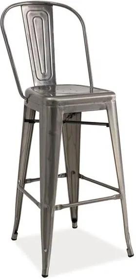 Casarredo Barová kovová židle LOFT H-1 kartáčovaná ocel