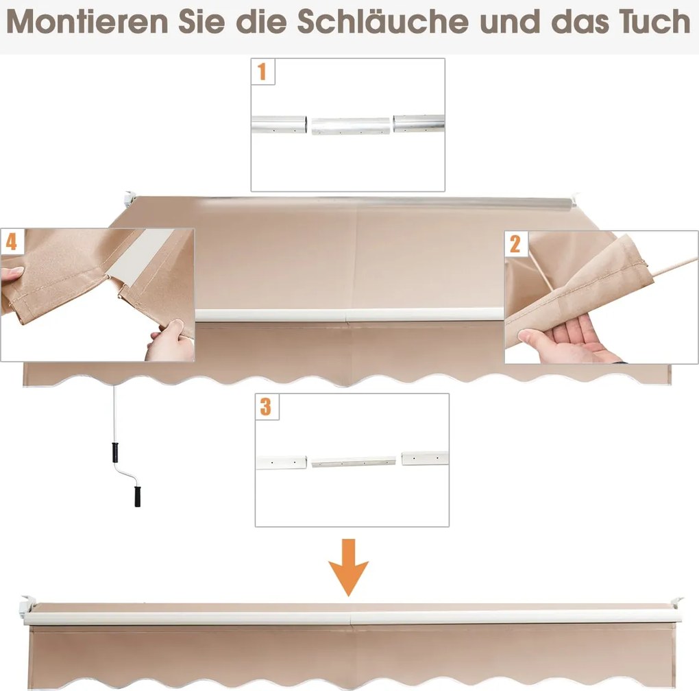 Costway Výsuvná markýza hliníková sluneční ochrana na terasu – 245 × 200 cm