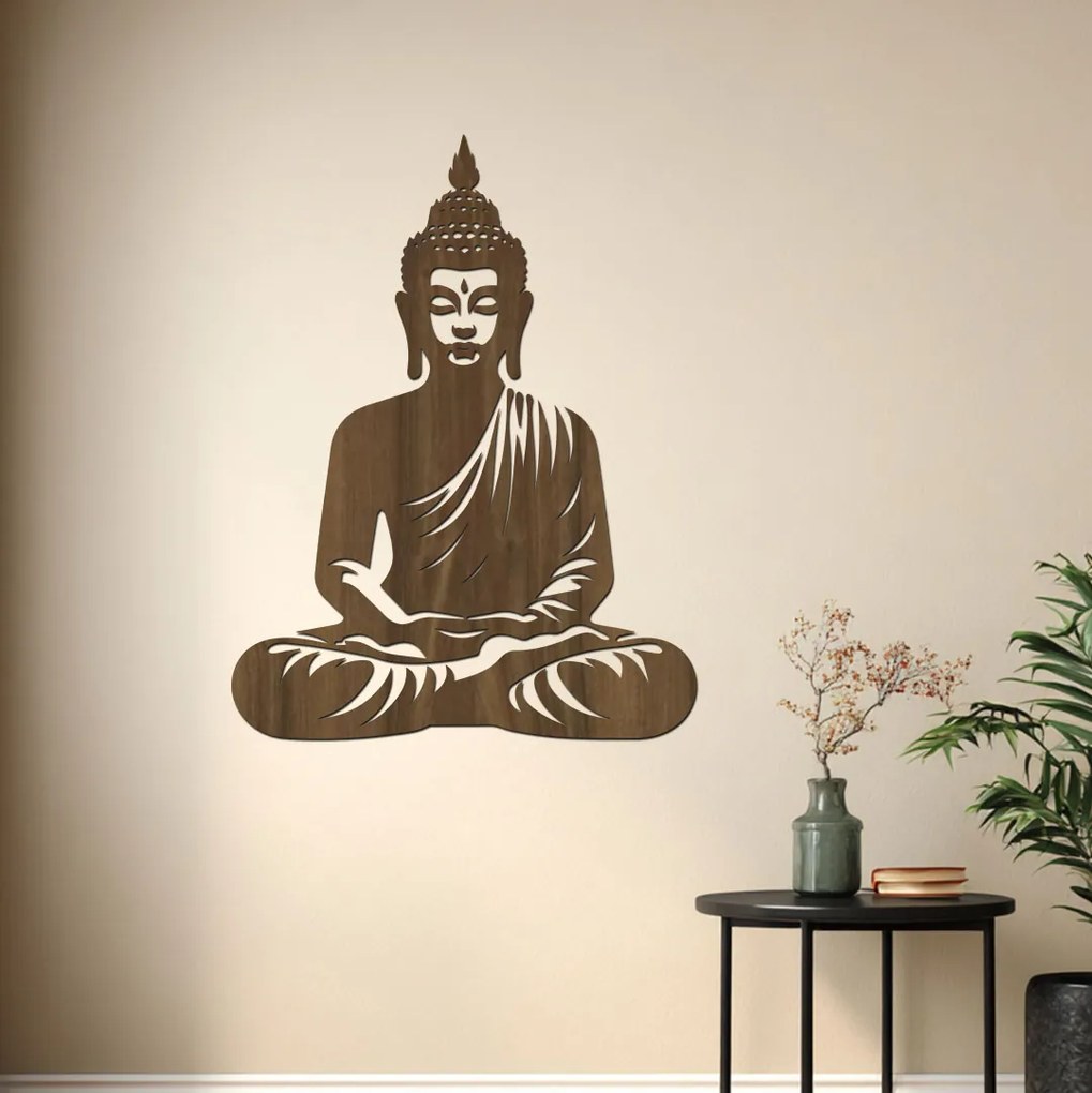 dřevo života Dřevěný obraz Buddha – Energie klidu Rozměry (cm): 62x80, Zvolte barvu dekoru: Ořech