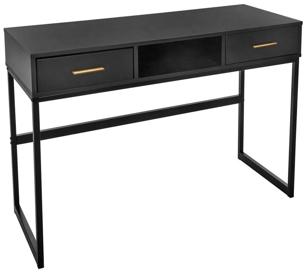 Stabilní pracovní stolek, dva praktické šuplíky, lišta spojující nožky,  barva černá | BIANO