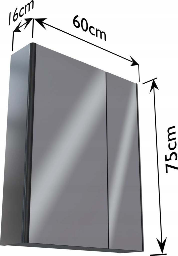 Koupelnová skříňka se zrcadlem 60 černá lakovaná s vysokým leskem Omeble