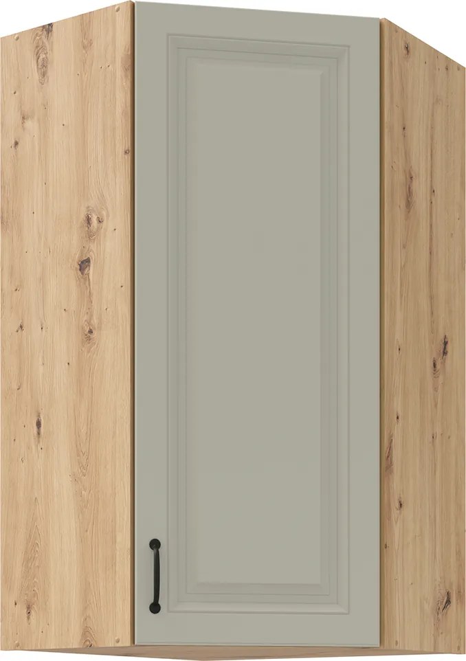 STILO ac | horní skříňka 60x60 GN-108 1F (45°) rohová s policemi | EXTRA VYSOKÁ | UNI dvířka | artisan/světle šedá