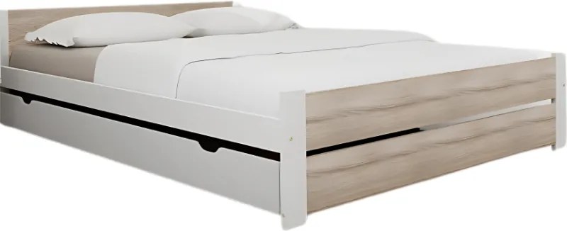 Postel IKAROS DOUBLE 120 x 200 cm, bílá/dub sonoma Matrace: Matrace Sommera 18 cm, Rošt: S laťkovým roštem