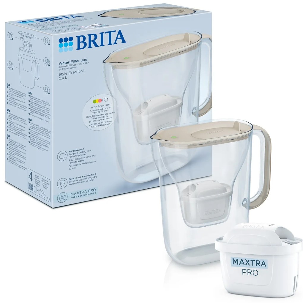 Brita Filtrační konvice Style Essential s filtrem Maxtra Pro Pure Performance, 2, 4 l, písková 1057794