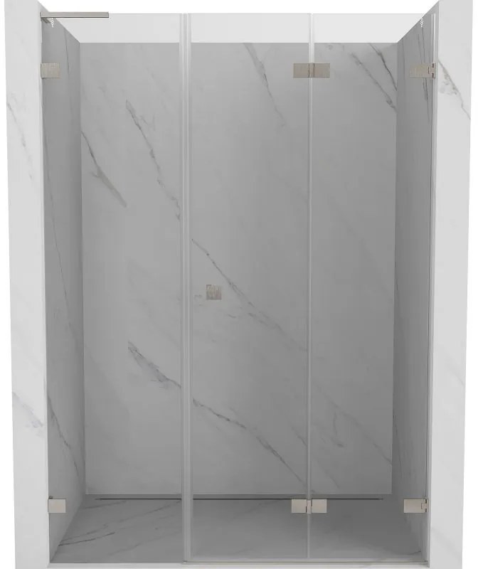 Mexen Lunar-F L sprchové dveře skládací pravá 140 cm, transparentní, kartáčovaný nikl - 836SL-140-050-97-00-P