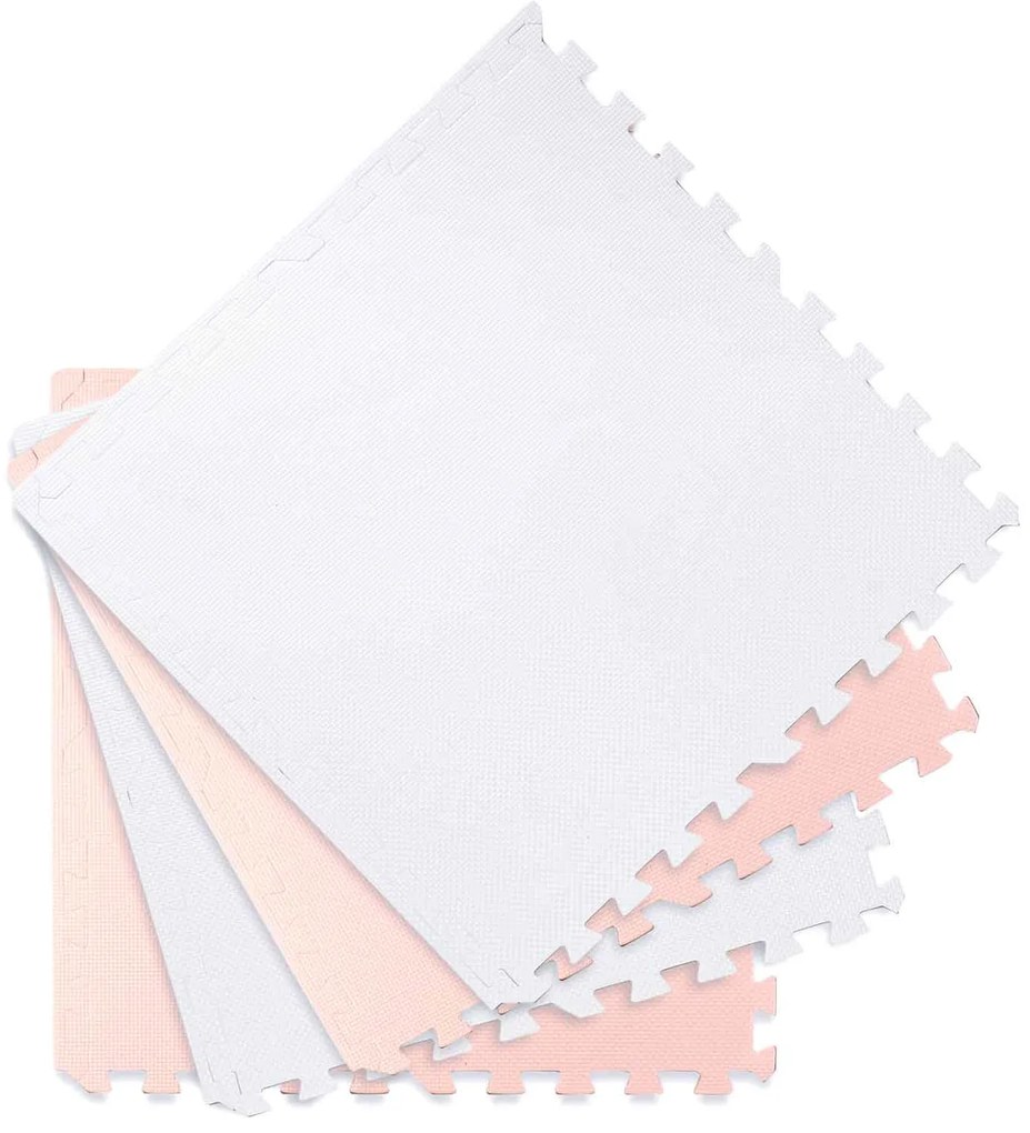 Ricokids pěnová podložka puzzle 60x60 cm 4 ks broskvová a bílá pro děti
