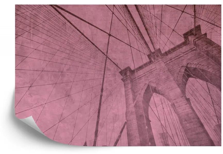 Fototapeta Brooklyn Bridge Grunge Pink Hladký vinyl 300x210
