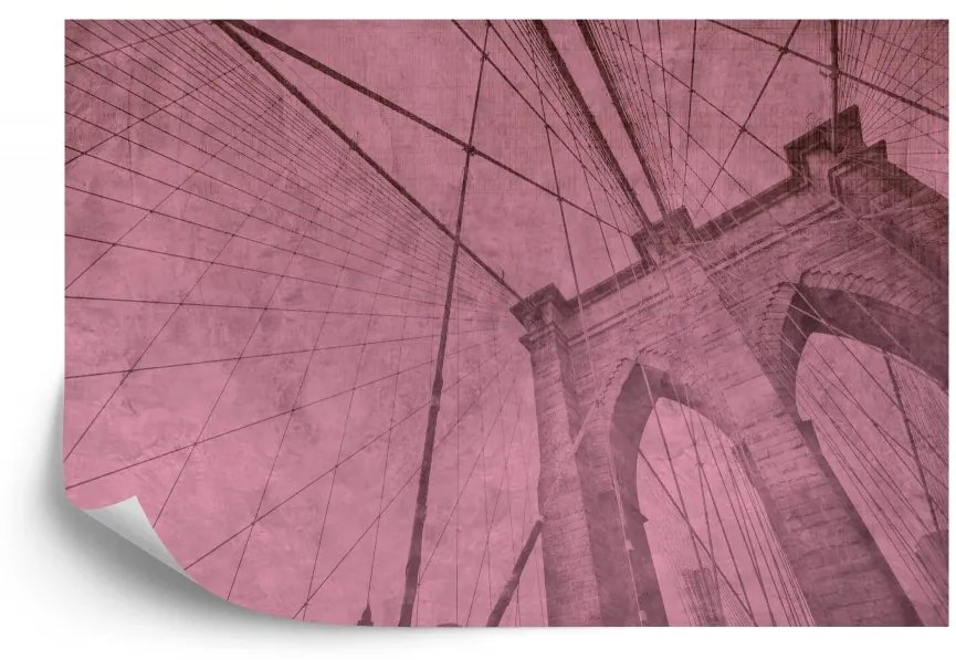 Fototapeta Brooklyn Bridge Grunge Pink Hladký vinyl 400x280