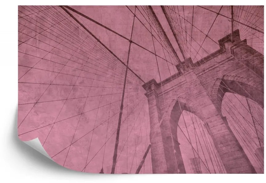 Fototapeta Brooklyn Bridge Grunge Pink Omyvatelný vlies 152.5x104