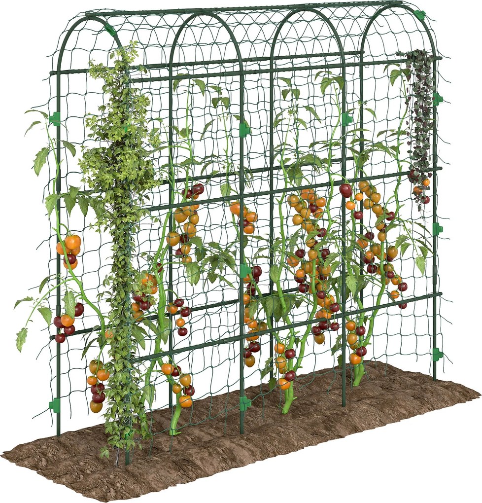 Outsunny Kovový Trellis Oblouk Bez Koroze na Podporu Rostlin pro Vysoké Rostliny Cuketový Trellis 43 x 182 x 183 cm Zahradní Trellis pro Rajčata, Zele