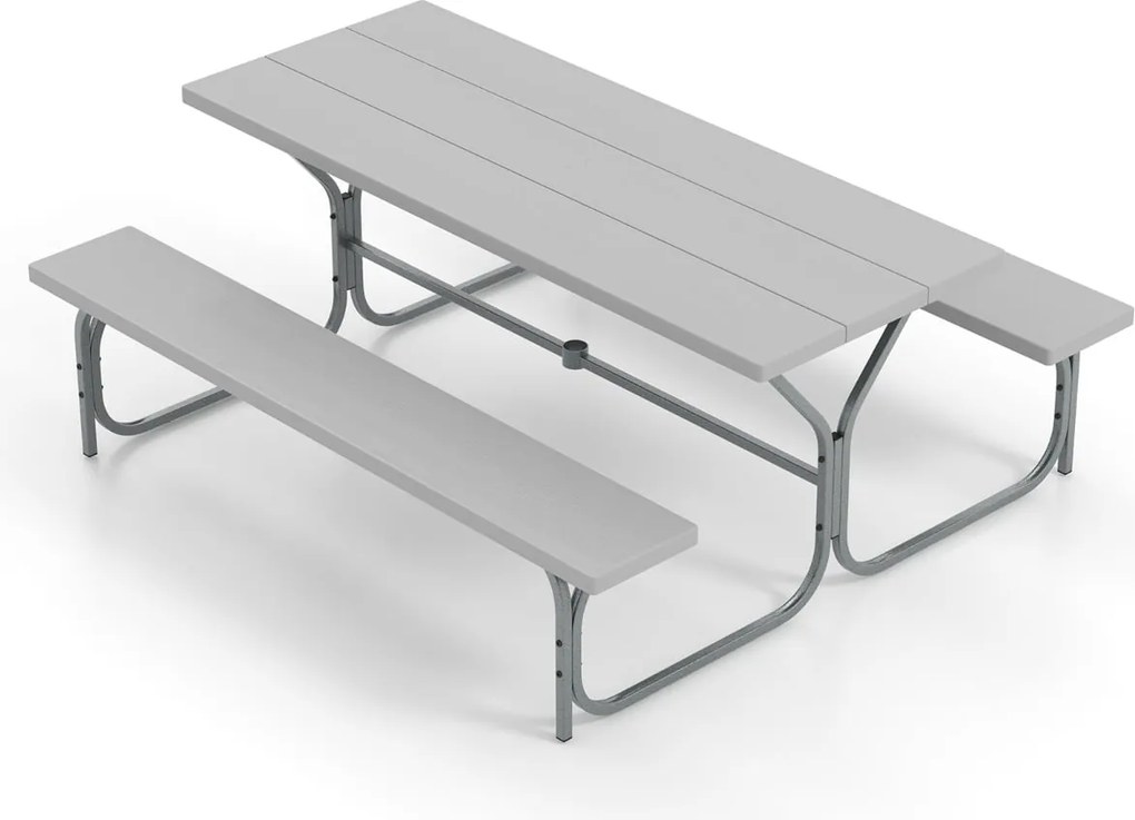 Costway Sada pivního stanu s HDPE stolní deskou a otvorem na deštník odolný