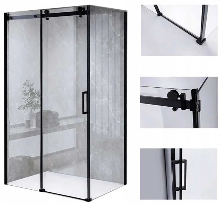 BPS-koupelny Obdélníkový sprchový kout HYD-OK14C 120x90 černá/transparent - bez vaničky