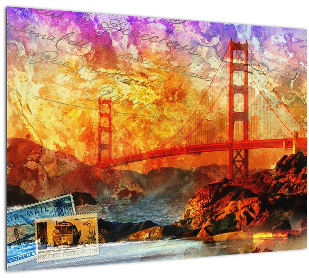 Skleněný obraz - Golden Gate, San Francisco, Kalifornie (70x50 cm)