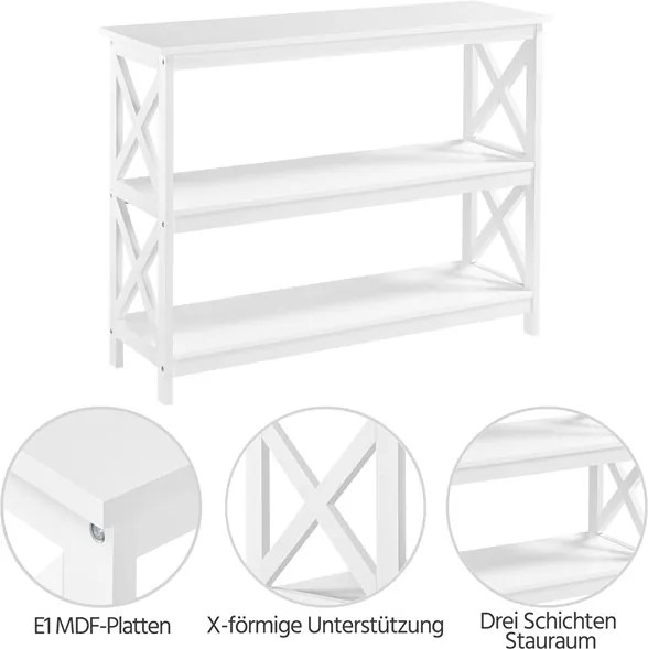 Odkládací stolek Yaheetech – bílá, 106 cm (délka) × 35 cm (šířka) × 80 cm (výška) (255329262730)