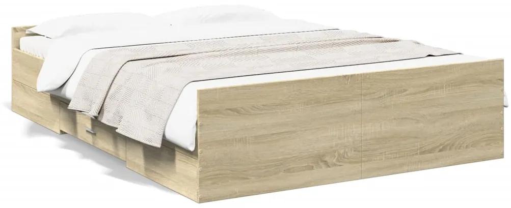 Rám postele se zásuvkami dub sonoma 140x190 cm kompozitní dřevo,  3280309