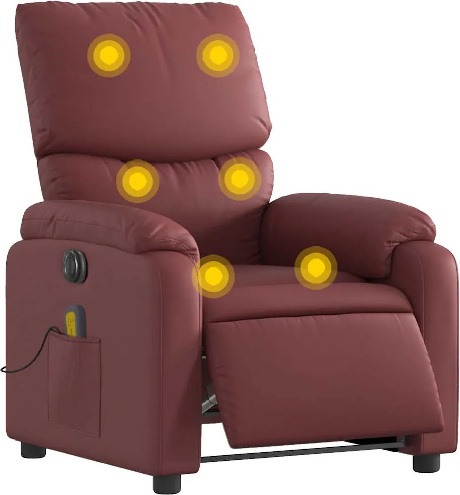 Elektrické masážní polohovací křeslo vínové umělá kůže 3204883
