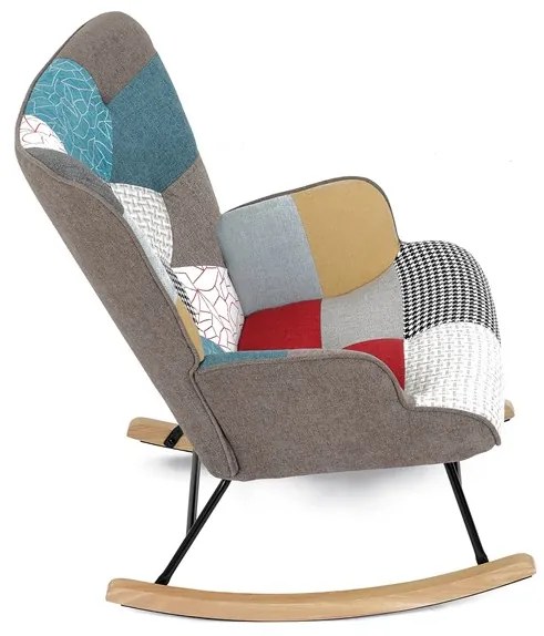 Houpací křeslo VENTURA - patchwork látka Barva: Vícebarevná