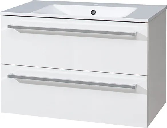 Mereo Mereo, Bino, koupelnová skříňka s keramickým umyvadlem 81 cm, bílá, dub, CN661