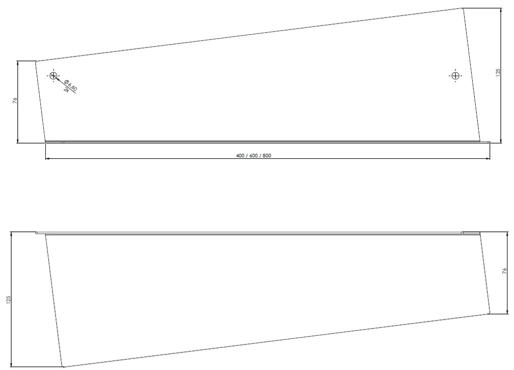 Nástěnná kovová police černá - MIA Velikost: XL - 100cm