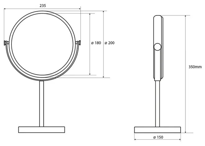 SAPHO XP010 Kosmetické zrcátko na postavení, pr. 20 cm, stříbrná