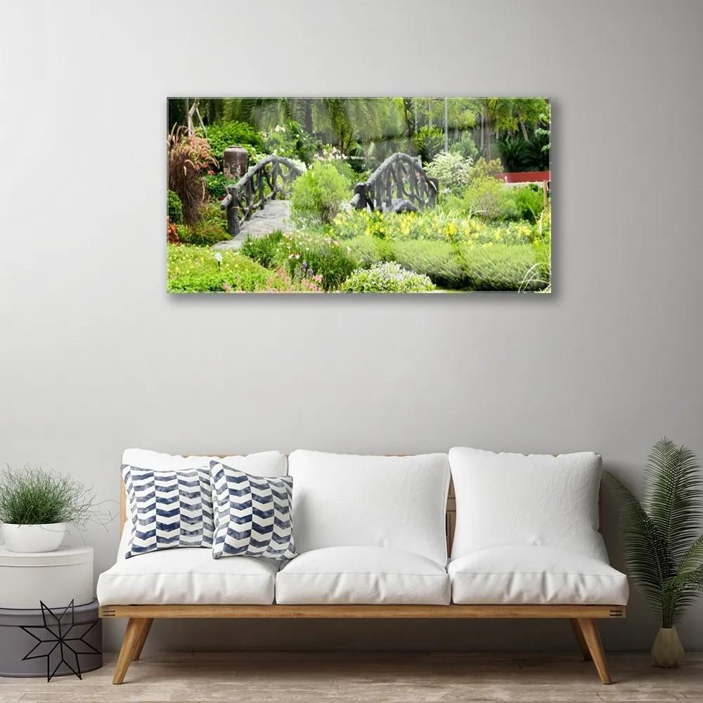 Obraz na skle Botanická Zahrada Most Umění 125x50 cm