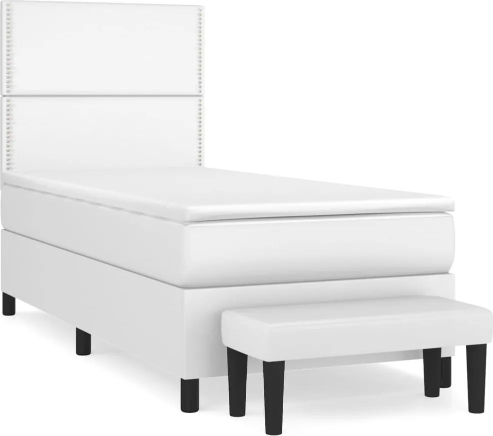 Box spring postel s matrací bílá 100x200 cm umělá kůže 3137588