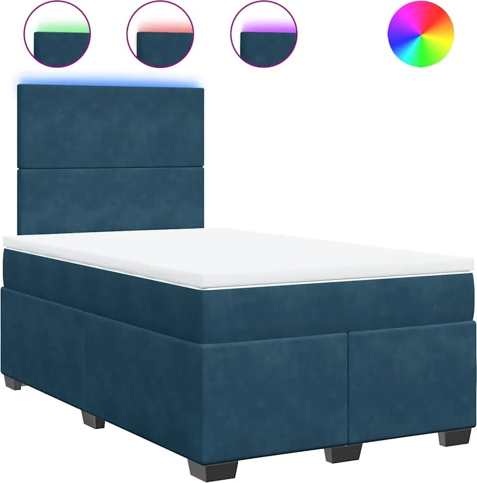 Box spring postel s matrací modrá 120 x 200 cm samet 3293180