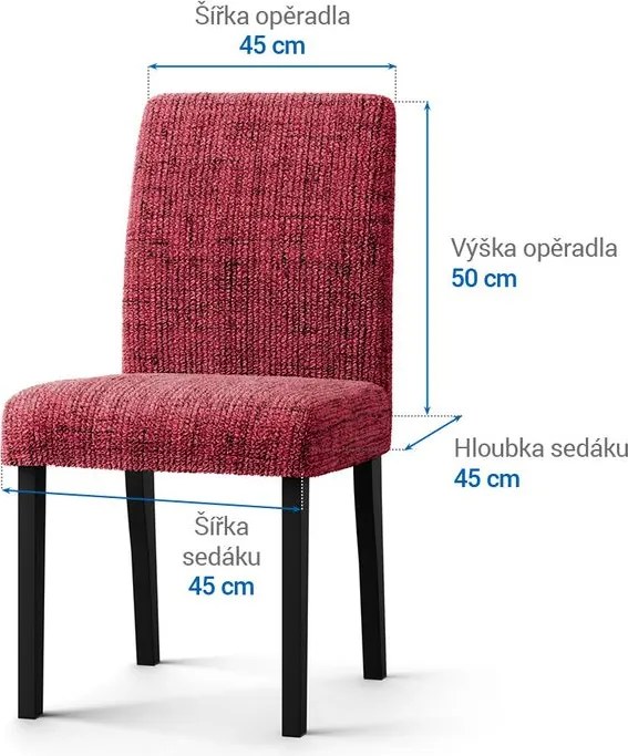 Bielastické potahy VITTORIA bordó židle s opěradlem 2 ks (45 x 45 x 50 cm)