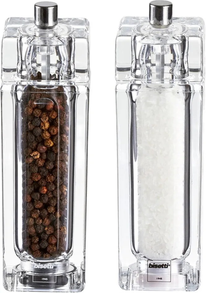 Sada 2 mlýnků na sůl a pepř Bisetti, výška 14,5 cm