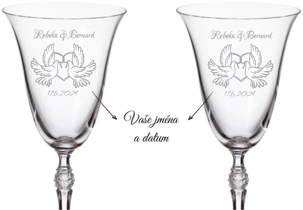 Dekorant svatby Svatební skleničky na bílé víno HOLUBICE 250 ml 2KS