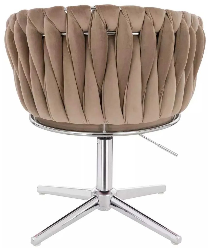 LuxuryForm DESIGN Otočná židle NORDEN VELUR na stříbrném kříži - latte