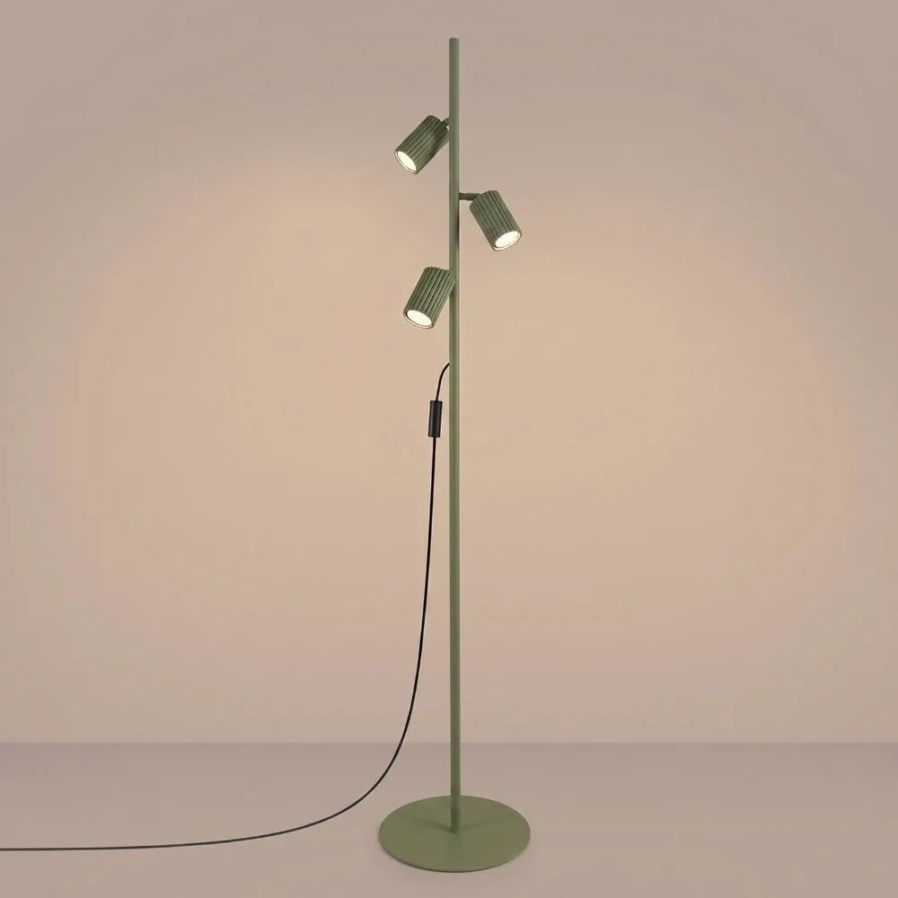 Zelená hliníková stojací lampa s ohybatelnou konstrukcí (výška 155 cm) Gleam – Sollux