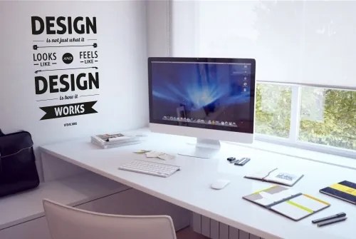 Samolepky na zeď - Design by Steve Jobs Barva: Hnědá tmavá, Velikost: 60x35 cm