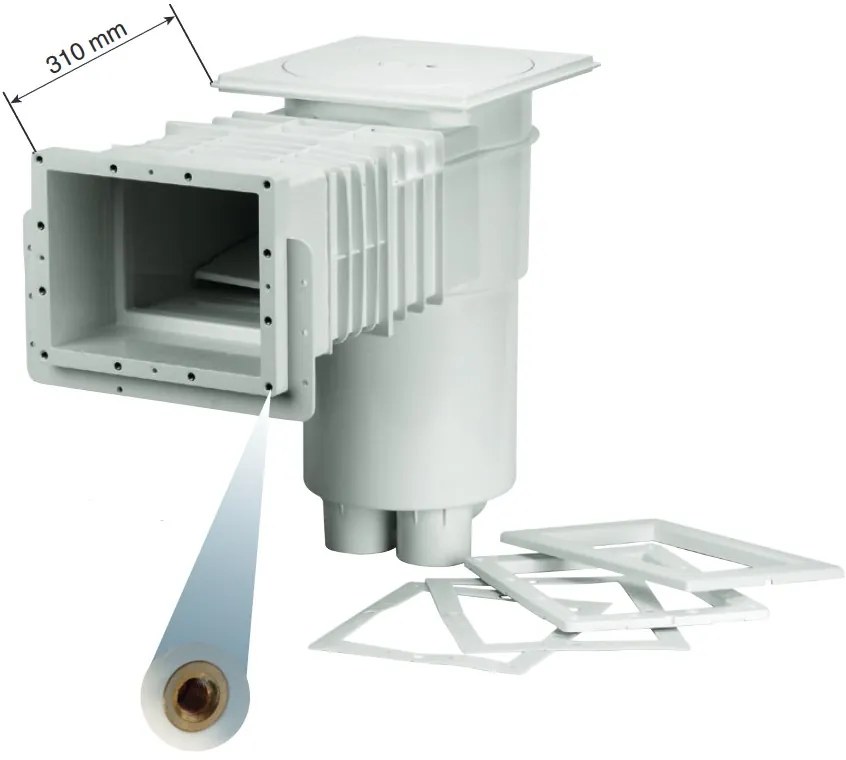 Vagnerpool Skimmer s prodlouženým hrdlem VA 17,5 l , 215x160 mm do fólie