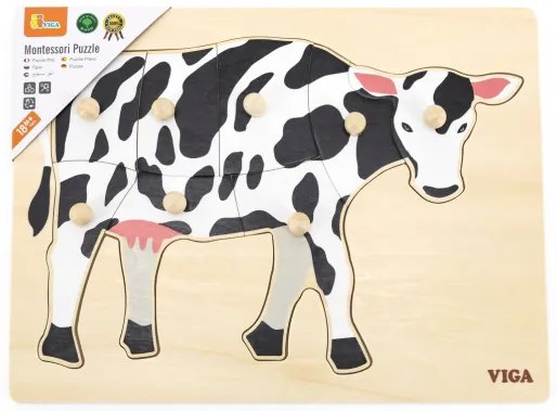 Dřevěné puzzle s úchyty Viga 44608 Kráva