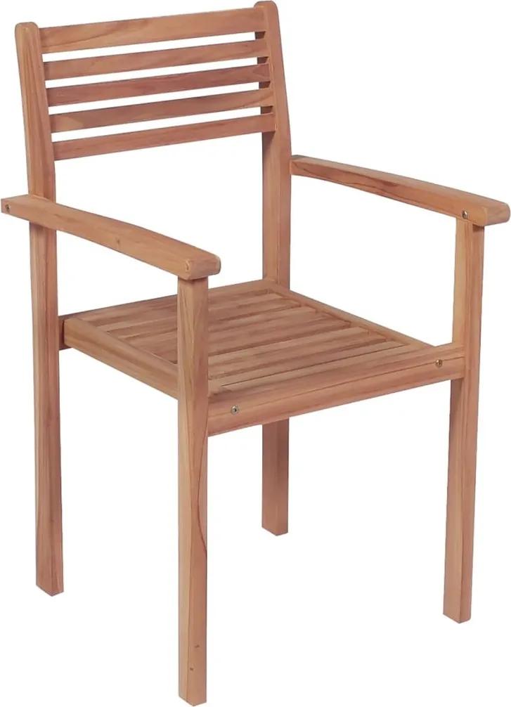 vidaXL Stohovatelné zahradní židle s poduškami 8 ks masivní teak [3072601] Barva: Vzor šedá kostka