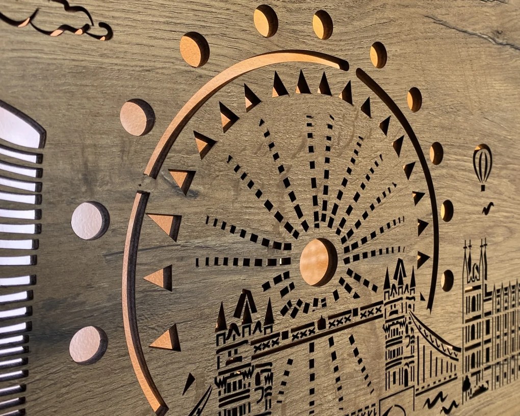 Li-Go "Londýn" světelný obraz 230V 125x40 cm provedení povrchu: černá s patinou