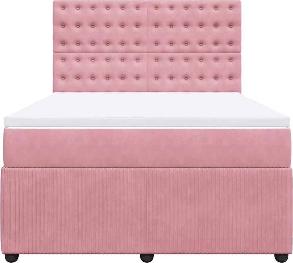 Box spring postel s matrací růžová 140x200 cm samet 3292375