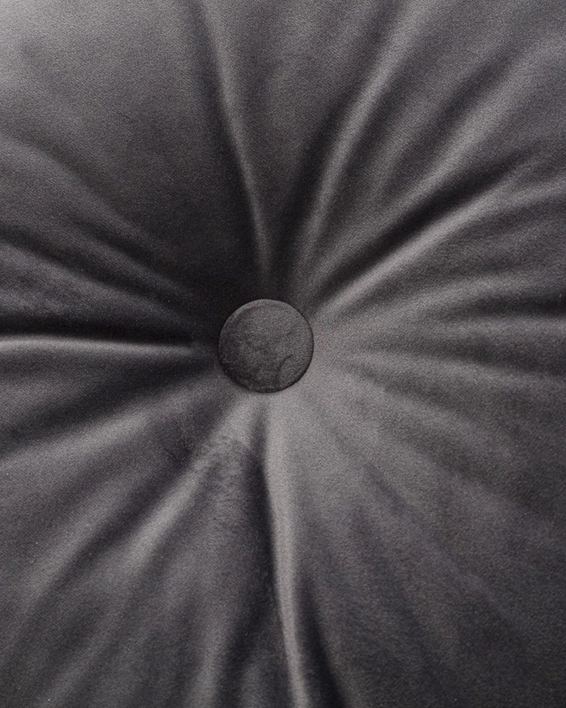 Sametový polštář s knoflíkem barva šedá látka lesklé, sametová