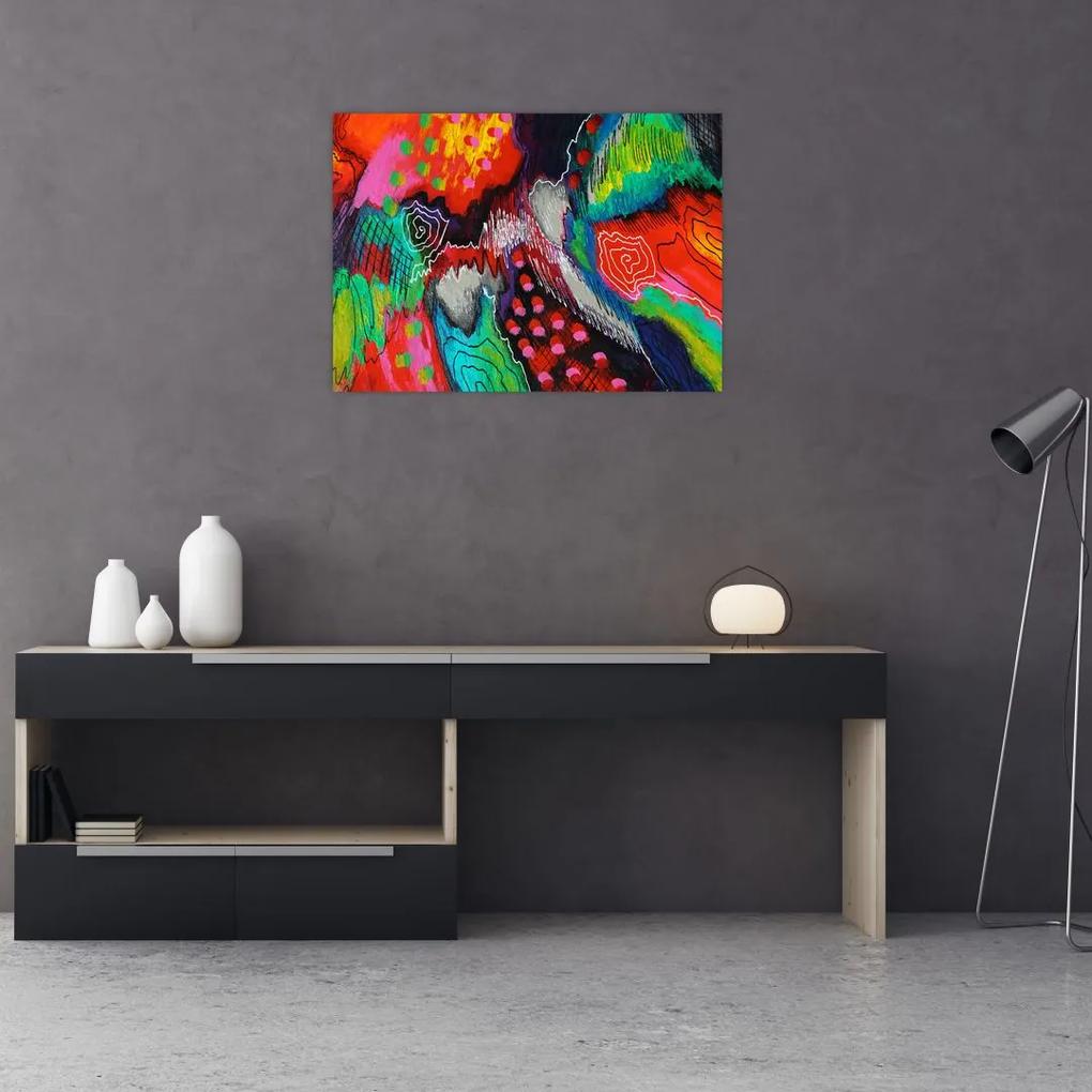 Skleněný obraz abstraktní - barvy (70x50 cm)