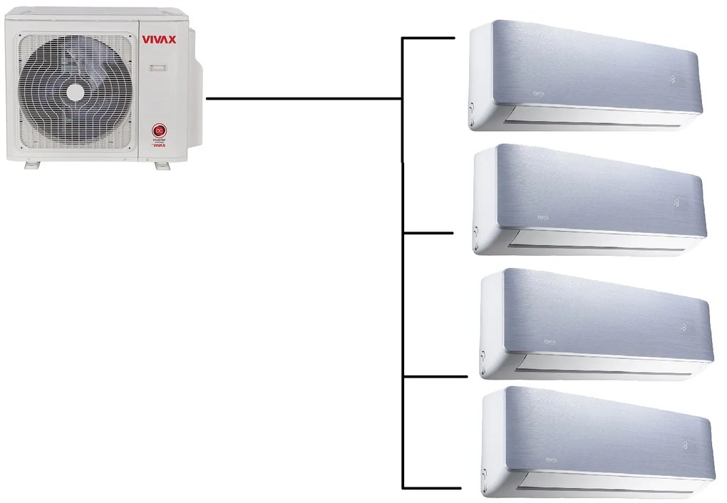 Klimatizace Vivax Design R+ silver 1+4 (2,7kW + 2,7kW + 2,7kW + 2,7kW) Multi-split R32