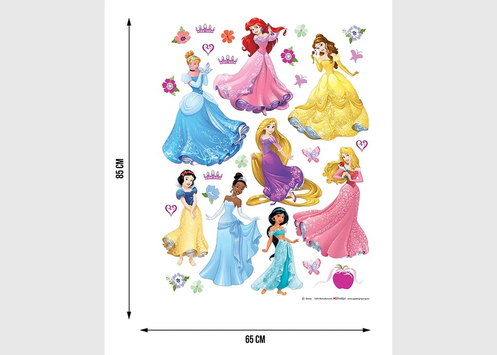 Dětská samolepka na zeď Disney Kreslené Princezny | 65 x 85 cm | DDK1722